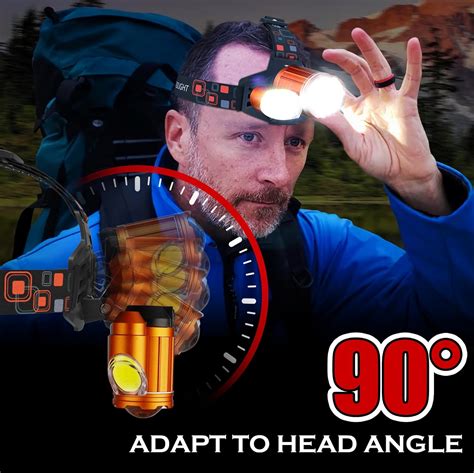 Linterna Frontal Recargable Naranja 10000 Lúmenes Led Súper Brillante