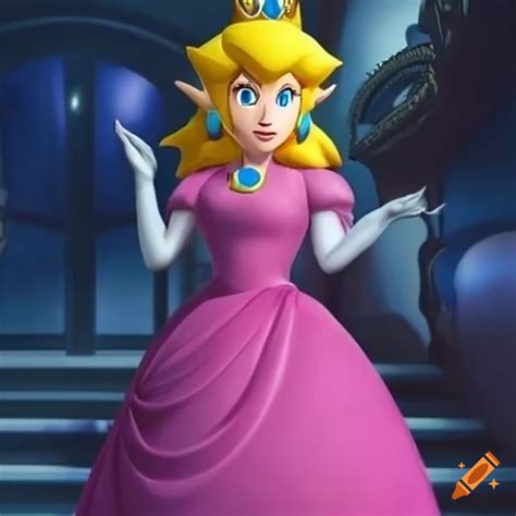 Princess Peach And Link Posing In Pink Silk Ballgowns On Craiyon