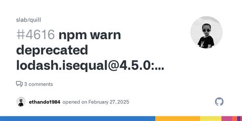 Npm Warn Deprecated Lodash Isequal This Package Is Deprecated