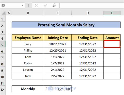 How To Calculate The Prorated Salary In Excel 3 Methods