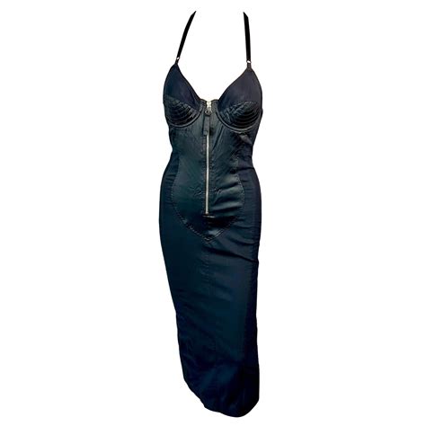 Jean Paul Gaultier 1990s Vintage Cone Bra Corset Bondage Black Evening