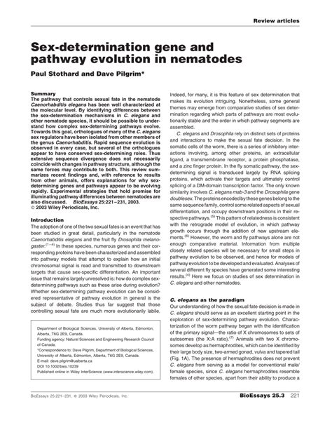 Pdf Sex Determination Gene And Pathway Evolution In Nematodes