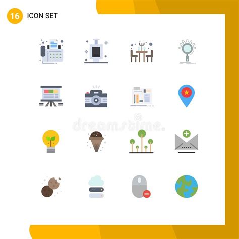 Pack Of 16 Modern Flat Colors Signs And Symbols For Web Print Media Such As Presentation