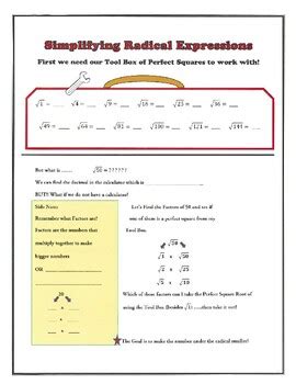 Simplifying Square Roots Notes By Raising Our Standards TpT