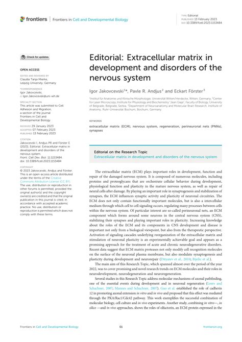 Pdf Editorial Extracellular Matrix In Development And Disorders Of