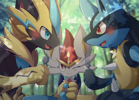 Lucario Cinderace And Zeraora Pokemon Drawn By Nata De Coco