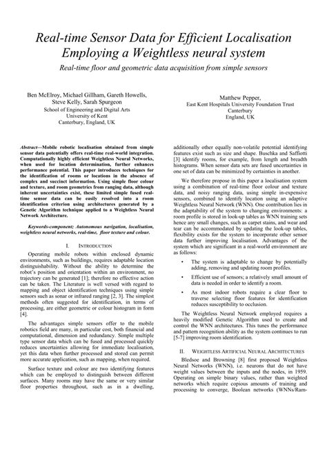 Pdf Real Time Sensor Data For Efficient Localisation Employing A