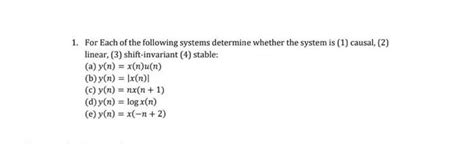 solved 1 for each of the following systems determine