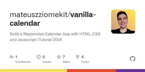 Github Mateuszziomekitvanilla Calendar Build A Responsive Calendar App With Html Css And