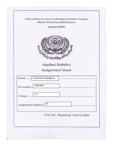 Assignment 4 Pdf Statistical Theory Statistics