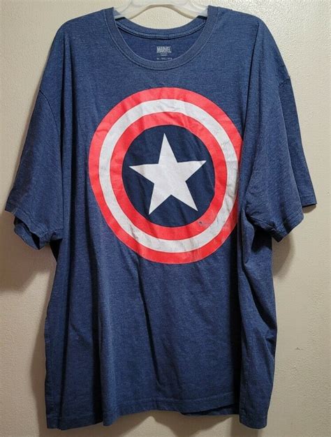 Marvel Captain America Shield Blue Mens Shirt Size 5X Gem