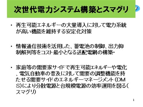 次世代電力システム構築とスマグリ