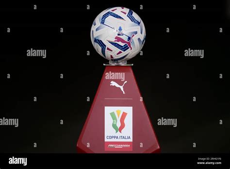 The Official Serie A Match Ball Puma Orbita Is Seen On A Plinth Bearing