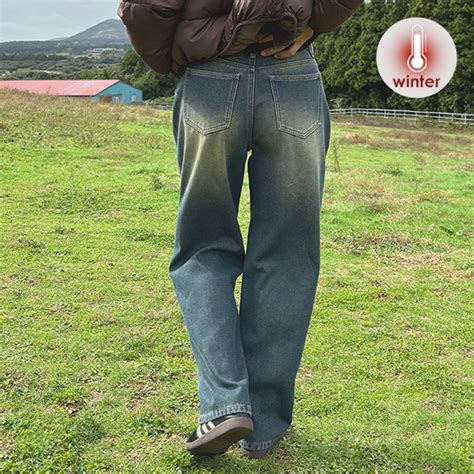 고고싱 후끈융기모🔥기모바지 융기모 브러쉬워싱 데님팬츠 겨울청바지기모데님와이드팬츠기모팬츠와이드데님