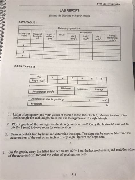 Free Fall Acceleration LAB REPORT Submit The Chegg