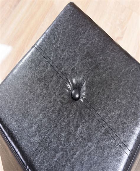 Hodedah Cube Foldable Faux Leather Storage Ottoman In Black Macys