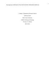 Document55 Docx 1 Running Head CRITIQUE OF QUANTIVTATIVE RESEARCH