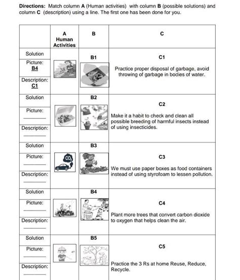Directions Match Column A Human Activities StudyX