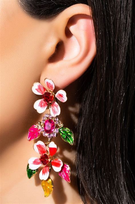 Garden Flower Dangle Earring Flower Jewelry Designs Floral Jewellery