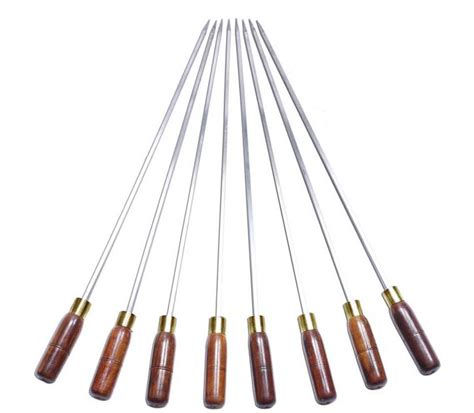 Kebab Sticks Skewers For Tandoor W Wooden Handle Square 4 6 8mm 4 Pcs