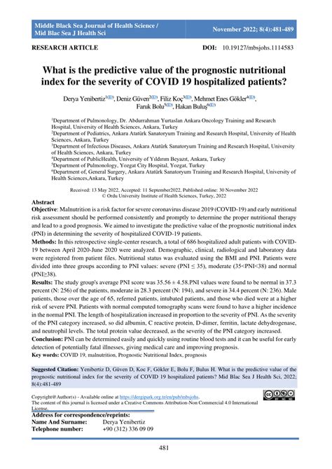 Pdf What Is The Predictive Value Of The Prognostic Nutritional Index