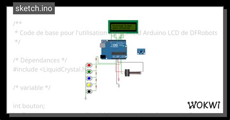 Test Potentiometre Shield Lcd Keypad DFrobot Wokwi ESP STM Arduino Simulator