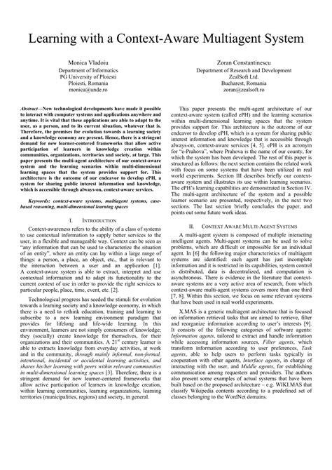 Pdf Learning With A Context Aware Multiagent System