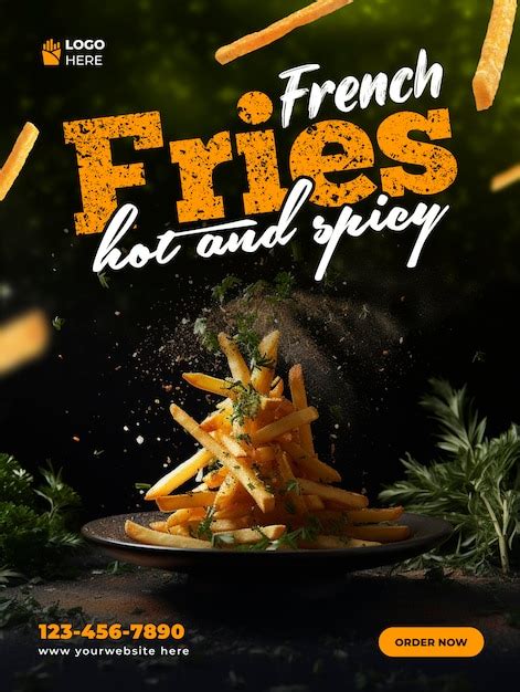 French Fries Social Media Post Template Design Premium Ai Generated Psd