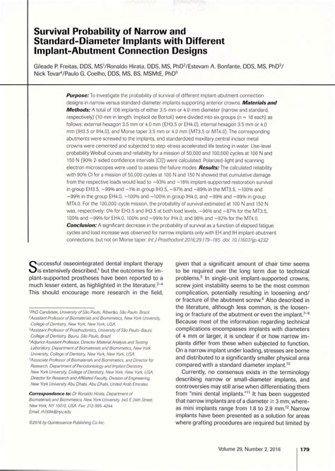 Pdf Survival Probability Of Narrow And Standard Diameter Implants