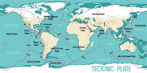 World Map Showing Tectonic Plates Boundaries 3427062 Vector Art At Vecteezy