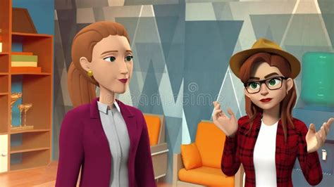 Girls Friends Talking Motion Graphics 3d Animation Stock Video Video