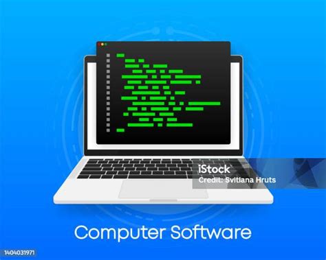 Pengembangan Dan Pemrograman Perangkat Lunak Kode Program Di Layar Laptop Ilustrasi Vektor