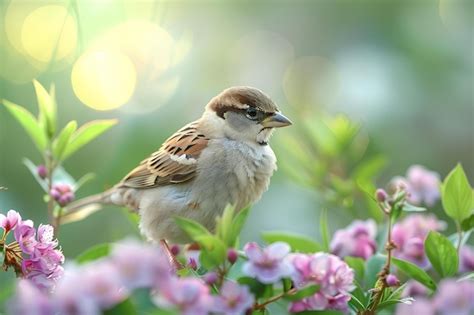 A Small Bird Sitting On Top Of A Tree Branch Premium Ai Generated Image