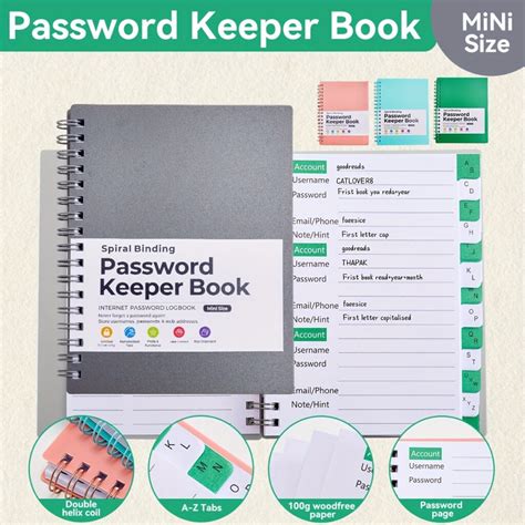 Compact Alphabetical Password Keeper Journal Mini Password Logbook For Home Office Free