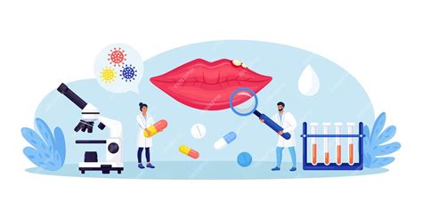 Premium Vector Herpes Simplex Virus On Human Lips Dermatological