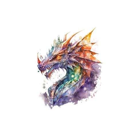 Premium Photo Fantasy Diamond Dragon Watercolor 1