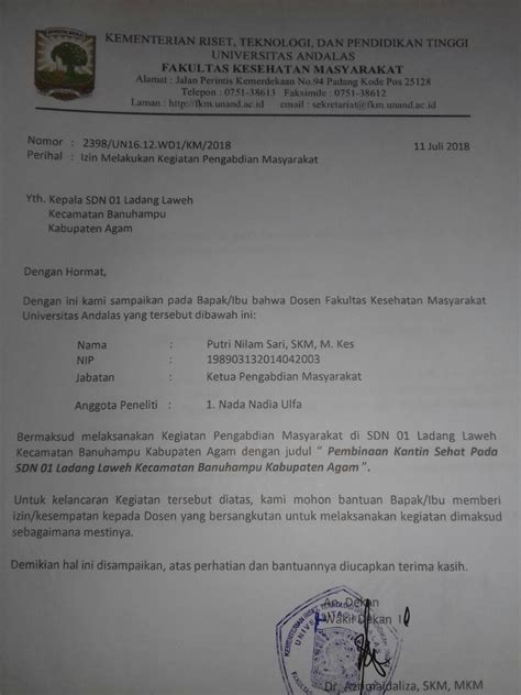 Surat Izin Dekat Pengabdian Masyarakat Document Repository