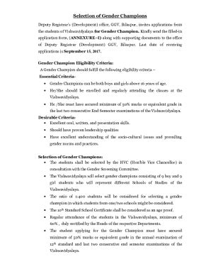 Fillable Online APPLICATION FORM FOR ENGAGEMENT AS GENDER Fax Email Print PdfFiller