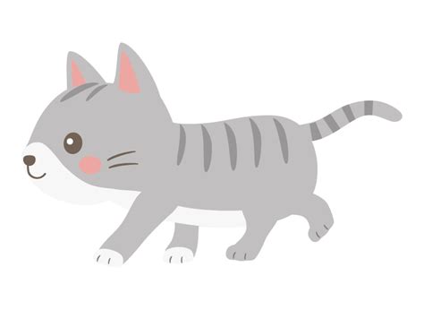 歩いているサバ白の猫のイラスト 無料のフリー素材 イラストエイト