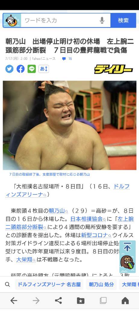朝乃山休場 宮本一号の富山県日記！たまに格闘技