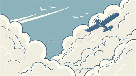 Airplane Soaring Through Clouds Travel And Aviation Themed Art Vector Design Generative Ai