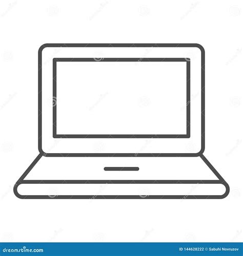 Laptop Thin Line Icon Notebook Vector Illustration Isolated On White Stock Vector