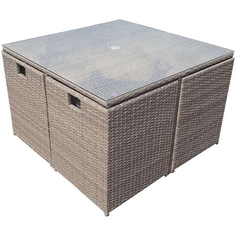 8 Seat Cube Rattan Garden Furniture Set And Weatherproof Cover