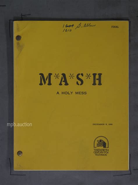 Mash A Holy Mess 1981 Original Film Script For Sale
