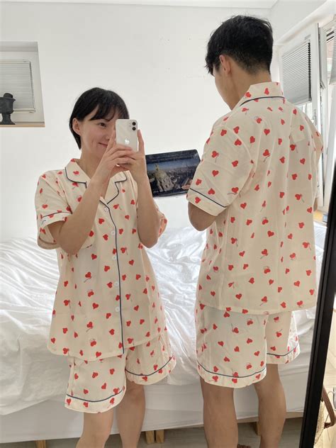 에어핏 쿨드라이 하트 반팔 커플 여름 잠옷 신혼부부잠옷 홈웨어
