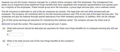 solved suppose you are the human resource manager for a cellular phone