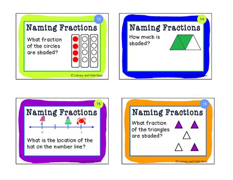 Fraction Task Cards Identifying Fractions Literacy And Math Ideas
