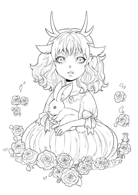 La Fillette Et Le Lapin Coloriage Pour Imprimer Par Dar Chan Artofit