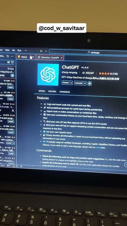 Integrating Chatgpt In Vscode Codewsavitaar Shorts Coding Trending