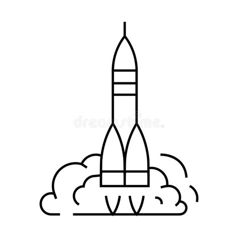 Rocket Launch Space Exploration Line Icon Vector Illustration Stock Illustration Illustration